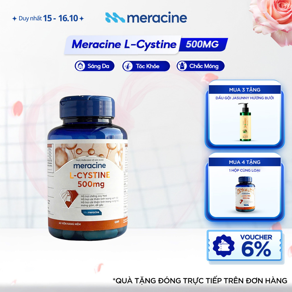 Viên uống Meracine L-Cystine 500mg giúp sáng da, hỗ trợ giảm nám, giảm ...