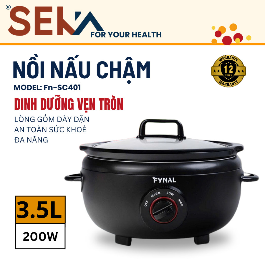 Nồi nấu chậm Fynal Fn-SC401 công suất 200W dung tích 3.5L hầm chậm,nấu ...