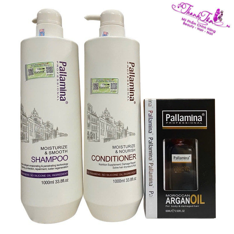 Bộ chăm sóc tóc hư tổn Pallamina Collagen Keratin 1000mlx2/60ml ( New ...