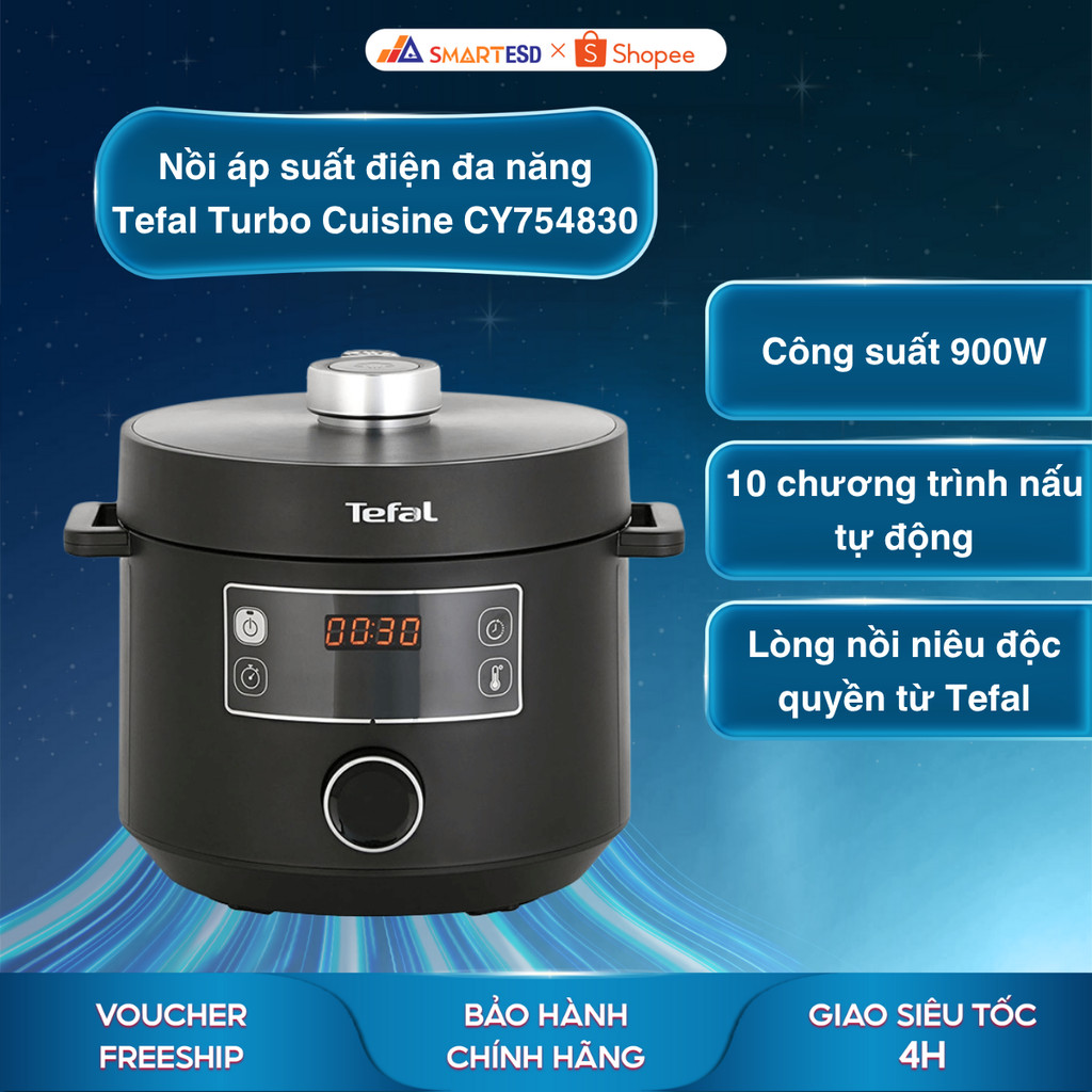 Nồi áp suất điện đa năng Tefal Turbo Cuisine CY754830 5L - Bảo hành ...