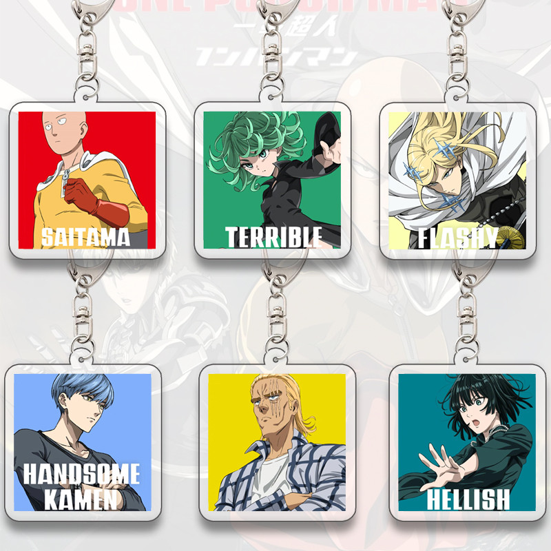 One Punch Man Role Photo Keychain Saitama Genos Exquisite Student Anime ...
