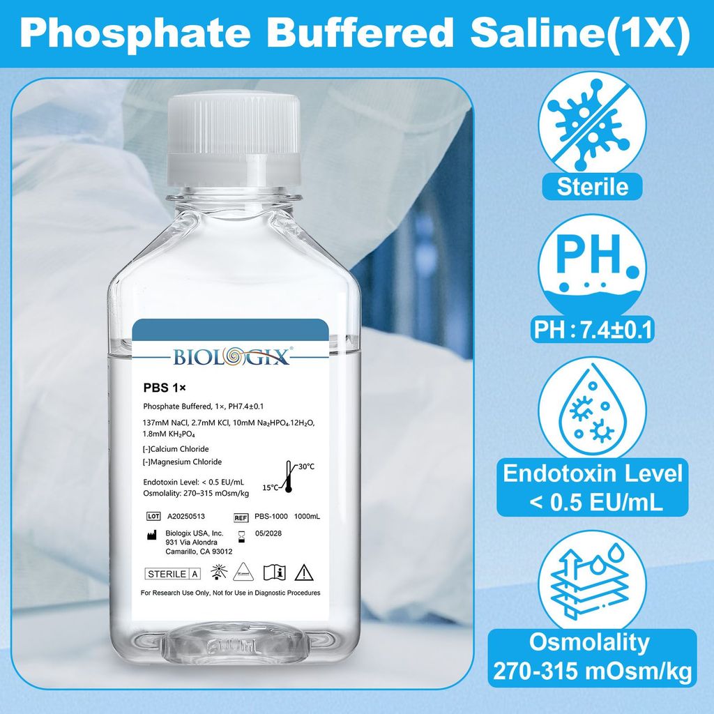 Đệm PBS buffer (1X), pH7.4, Sterile, Low Endotoxin, 100ml/500mL/1L ...