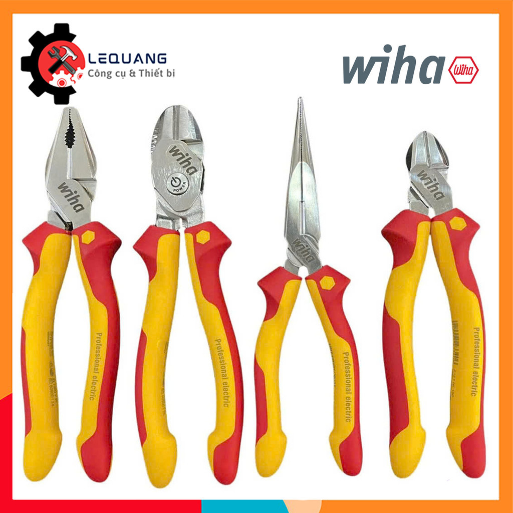 Bộ 4 Kìm Cách Điện 1000 Volt WIHA kìm điện, kìm cắt, kìm nhọn 26714 ...