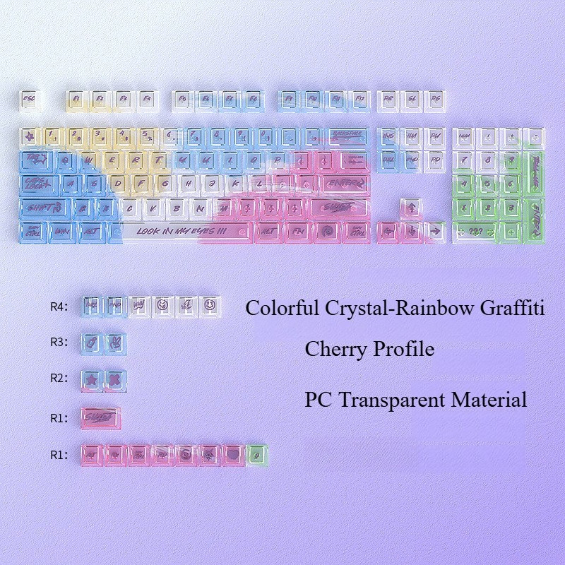 Pha lê đầy màu sắc Rainbow Graffiti Keycaps Cherry Profile PC Shine ...