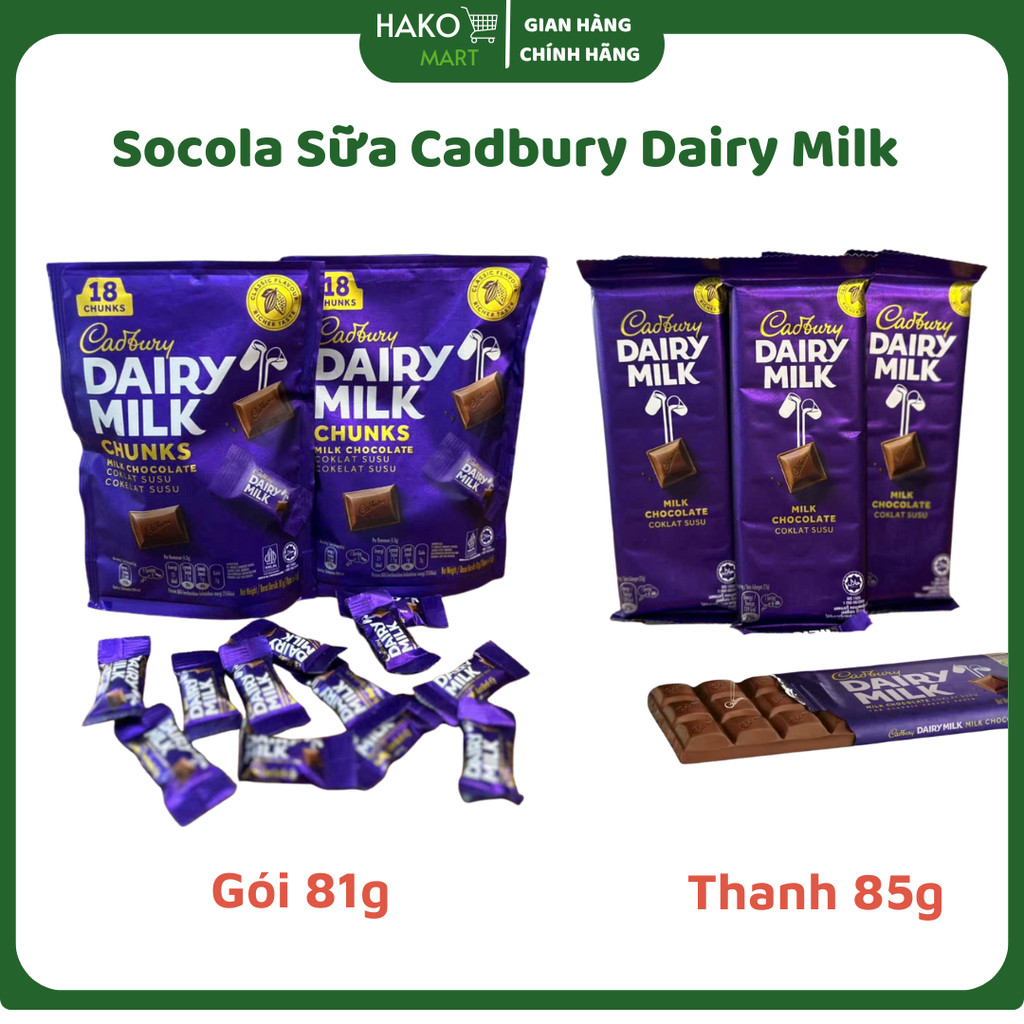 Socola Sữa Cadbury Dairy Milk Dạng Thanh 85g/ Gói 81g | Shopee Việt Nam