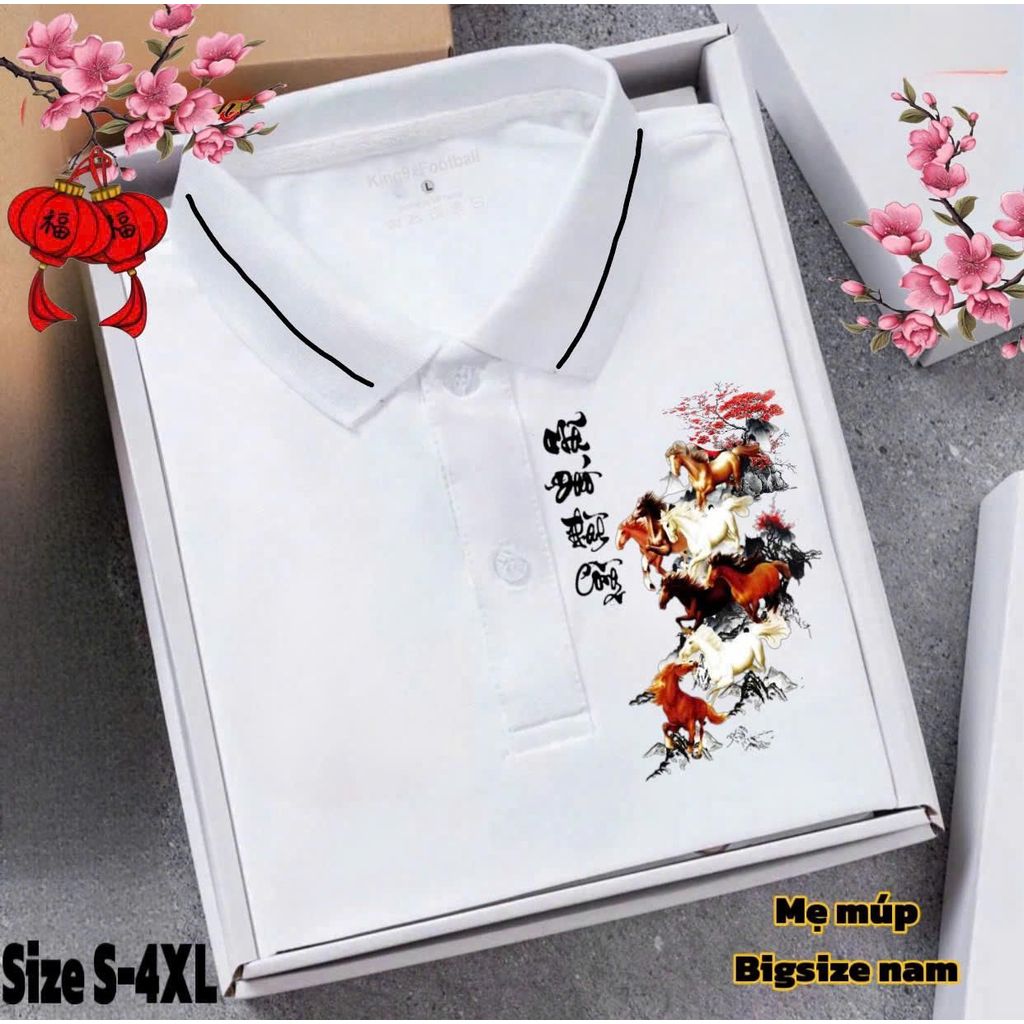 Áo thun Polo MÃ ĐÁO THÀNH CÔNG may mắn thuận lợi -Menswear có cổ ...