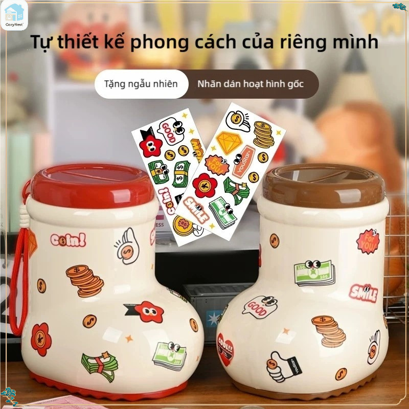 Hũ Tiết Kiệm Hình Giày Đáng Yêu Kèm Sticker Trang Trí – Heo Đất Tiết ...