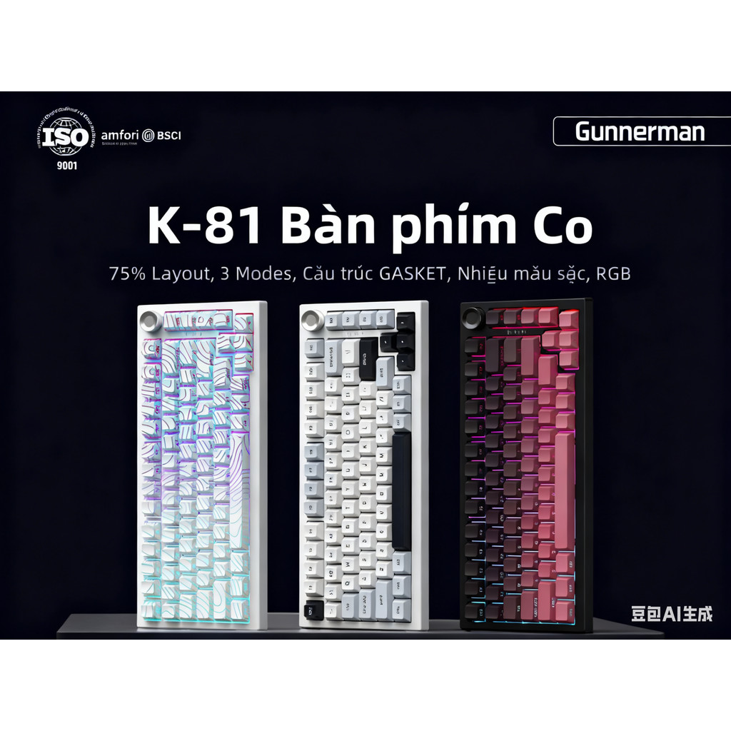 K81 80% Bàn Phím Cơ RGB 83 Phím, Ba Chế Độ Kết Nối, Hỗ Trợ Hotswap, Pin ...