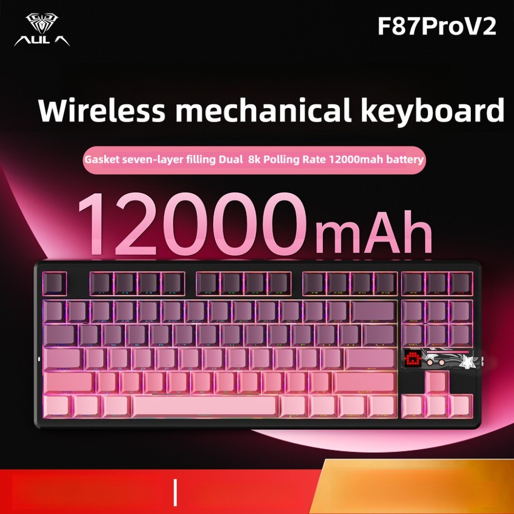 AULA F87 Pro V2 Wireless Tri-mode Mechanical Keyboard Customed 8K ...