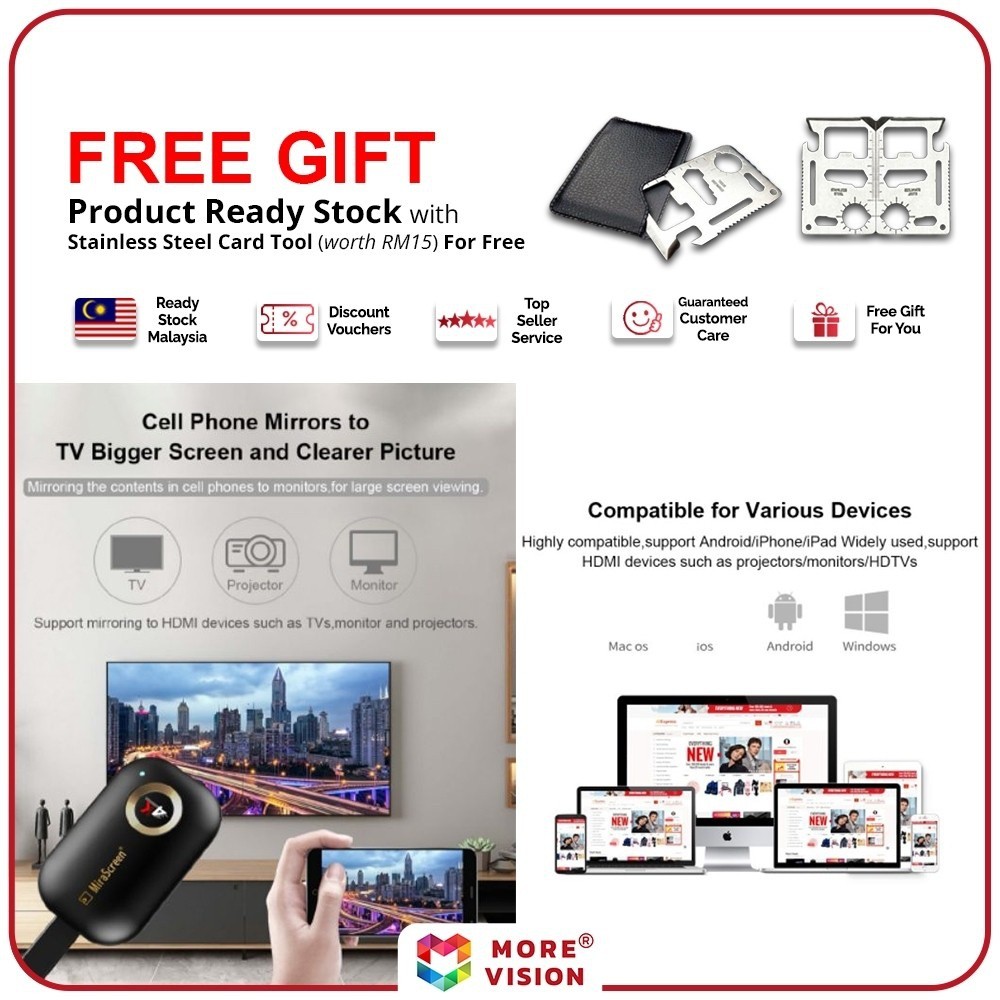 Mirascreen G9 Plus 2.4G/5G 4K Miracast WiFi HD TV Stick Mira Screen ...