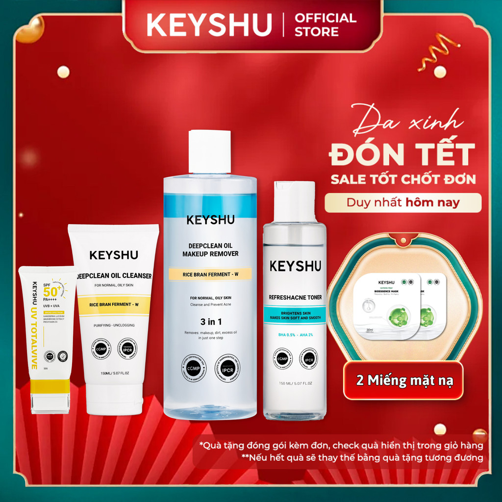 Combo KEYSHU Cho Da Dầu: Tẩy Trang Da Dầu 400ML, Sữa Rửa Mặt Da Dầu ...