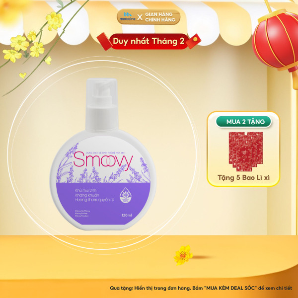 (Che tên) Dung dịch vệ sinh phụ nữ Smoovy 24H - Giảm mùi và hạn chế vi ...