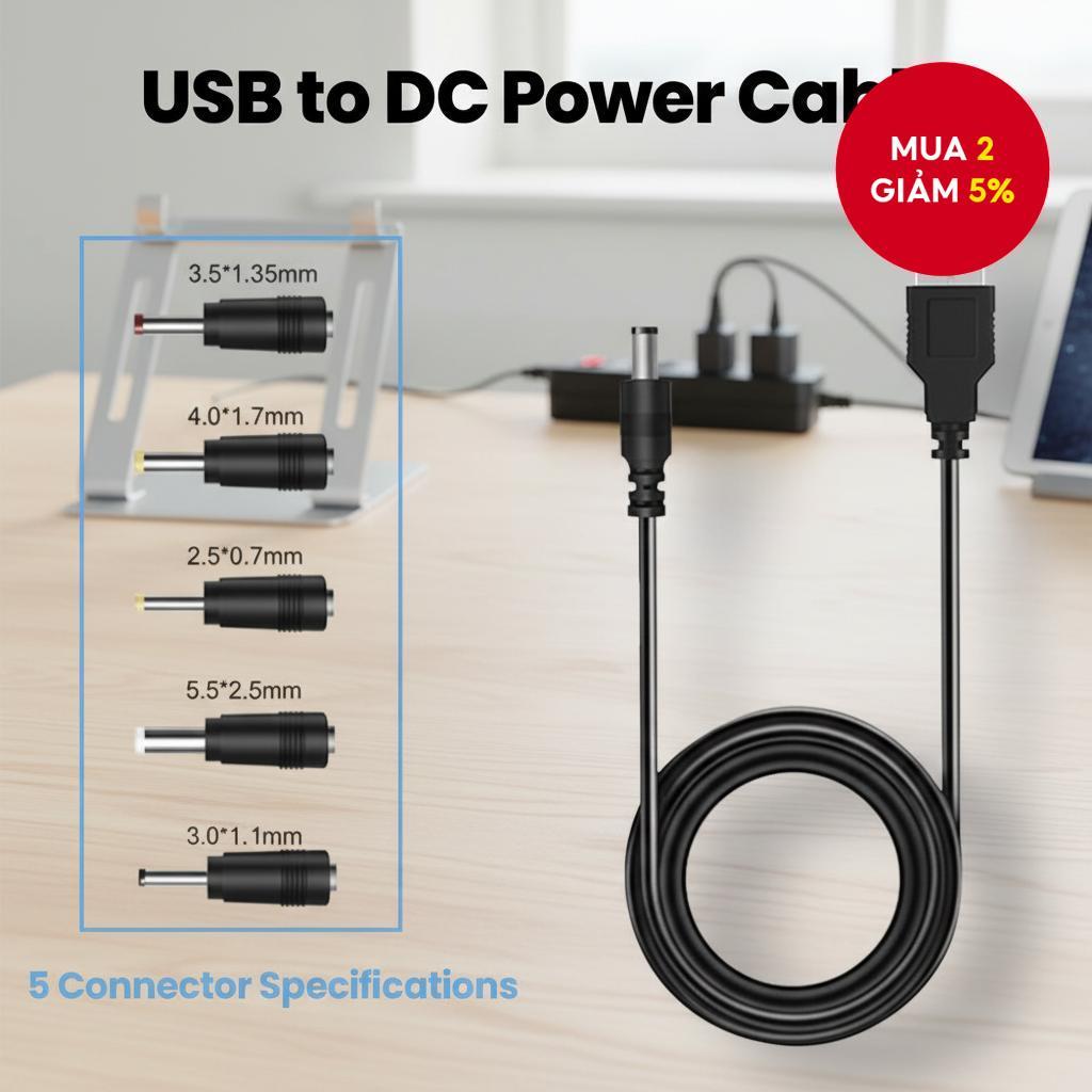 Cáp chuyển đổi nguồn USB sang DC 5V phổ thông với cổng USB cho Router ...