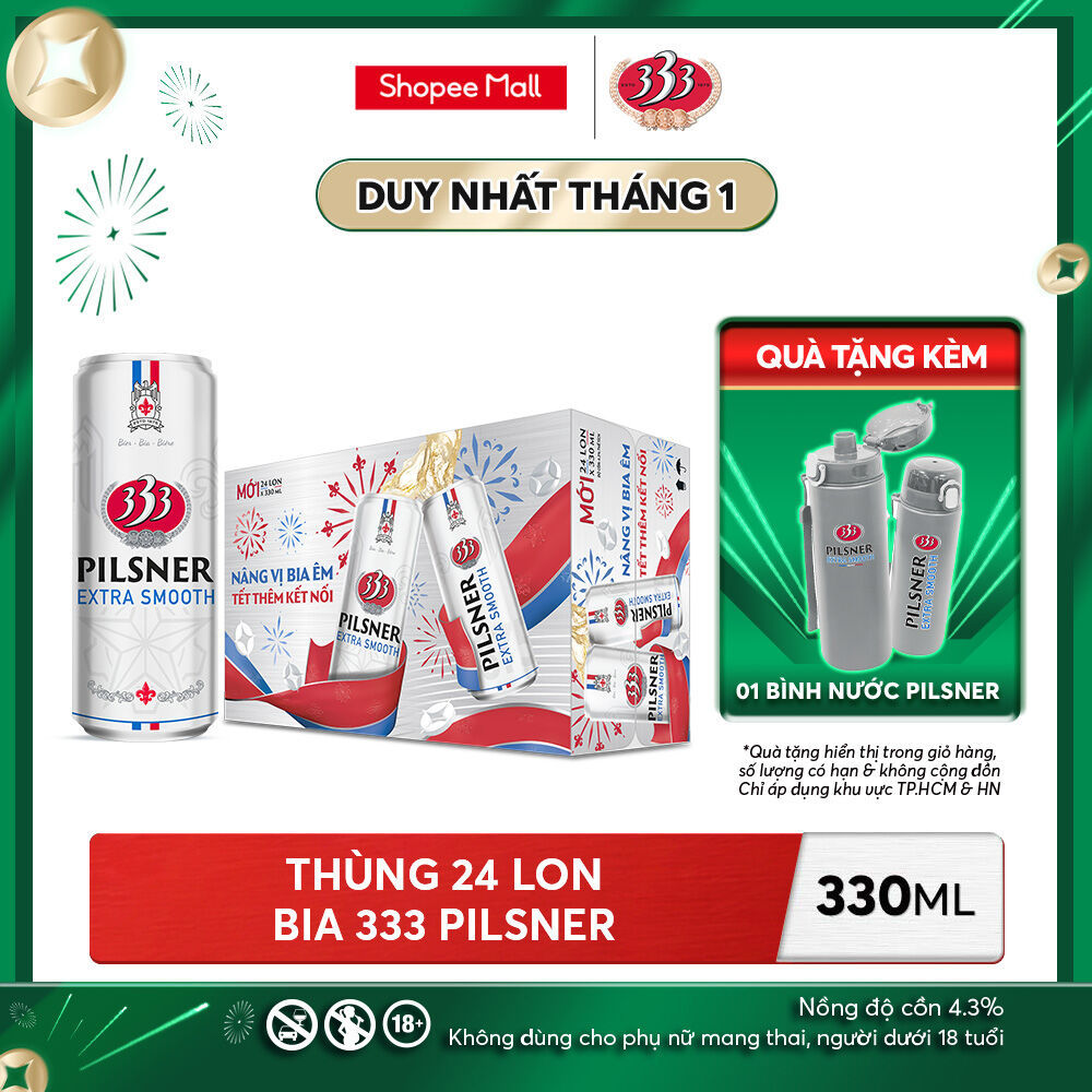 [Livestream] Nồng độ cồn 4.3% - Thùng 24 Bia 333 Pilsner 330ml | Shopee ...