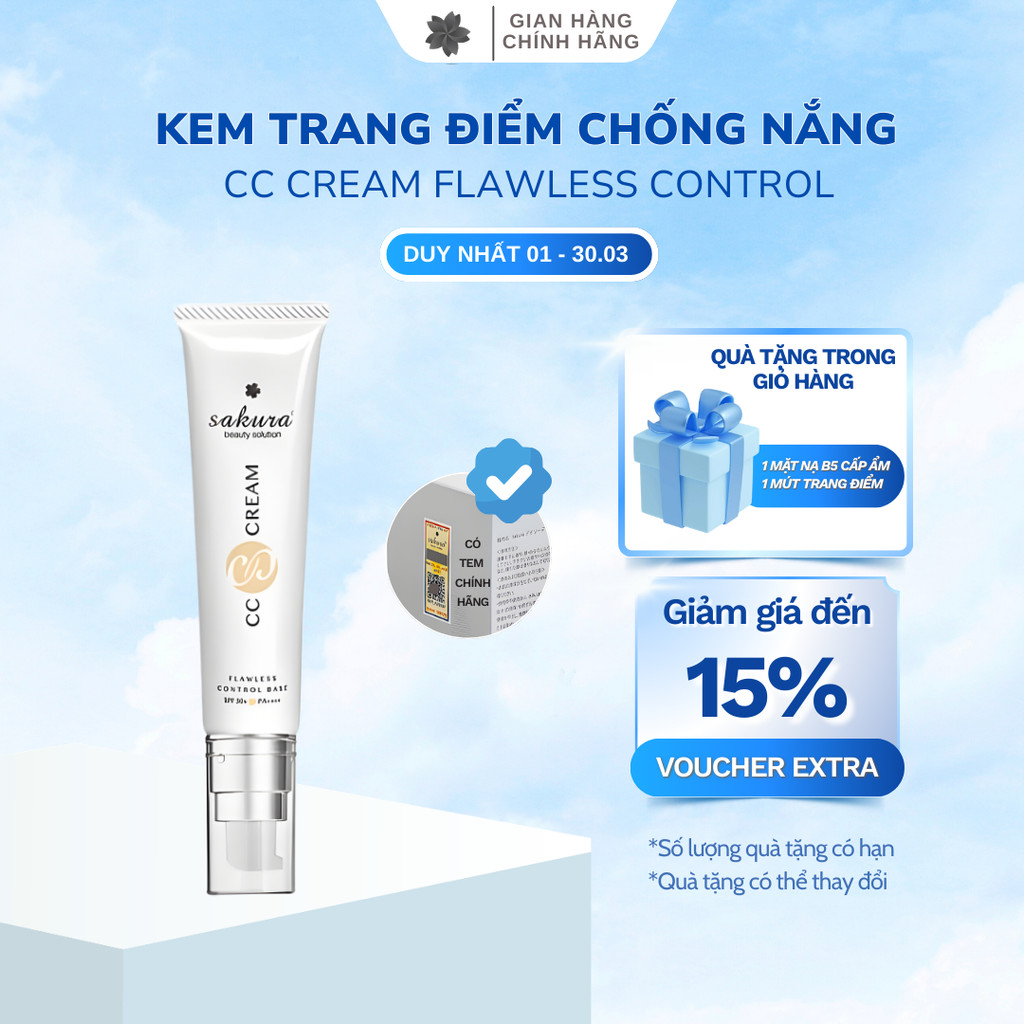 Kem trang điểm chống nắng Sakura CC Cream Flawless Control Base SPF50 ...