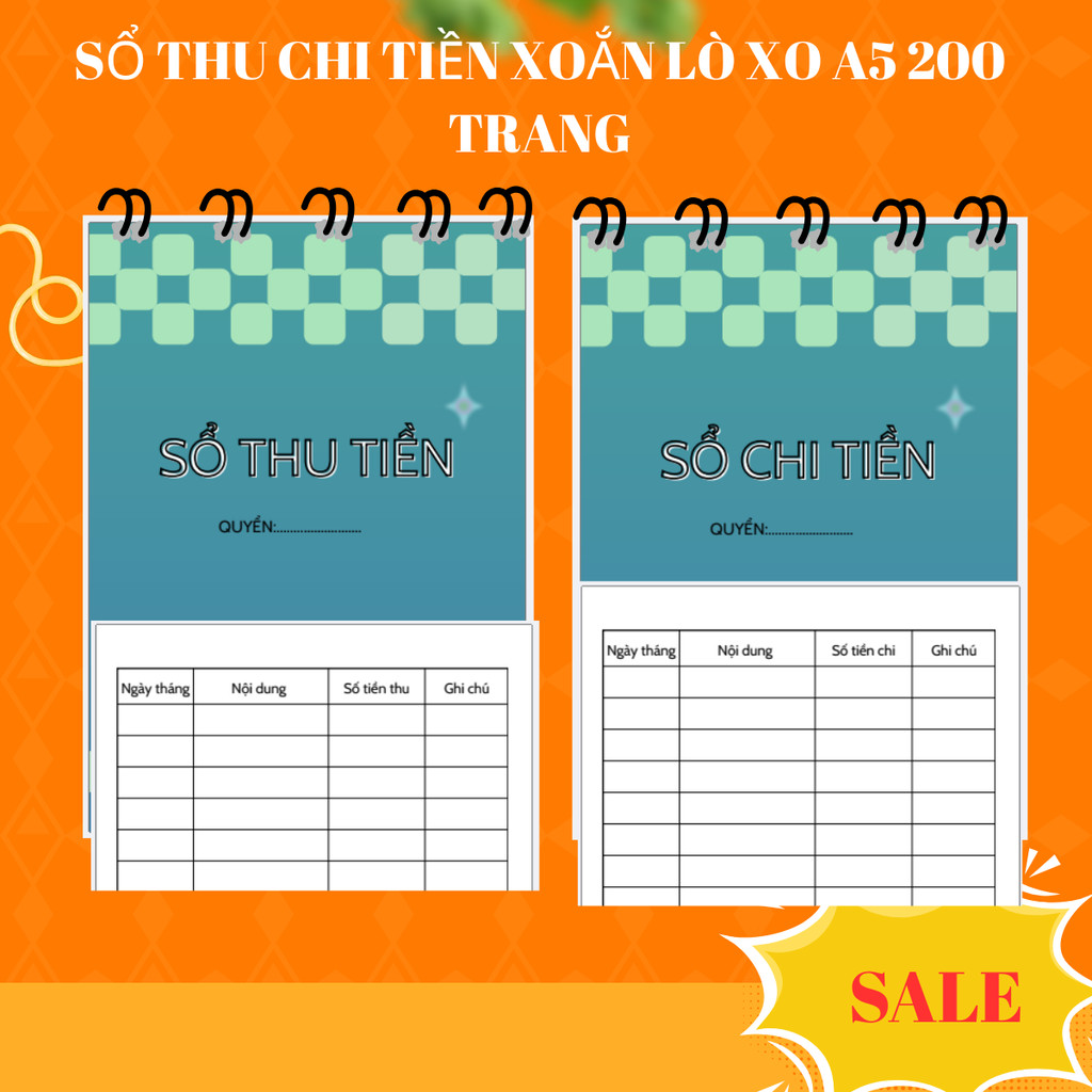 Sổ Thu / Sổ Chi tiền khổ A5 - Cuốn 50 Tờ in một mặt xoắn lò xo mở 360 ...