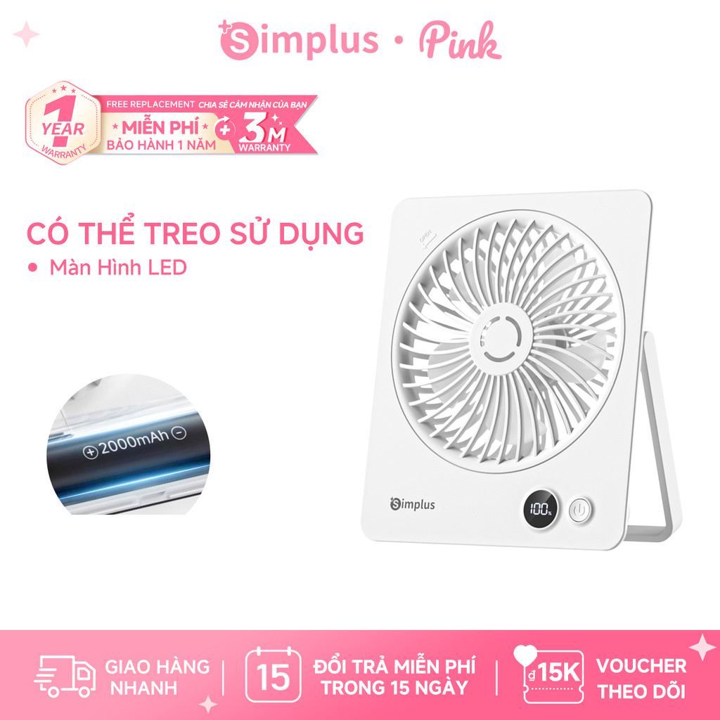 Simplus Pink Quạt Mini Để Bàn Chân Đế - Xông Tinh Dầu - 5 Chế Độ Gió ...