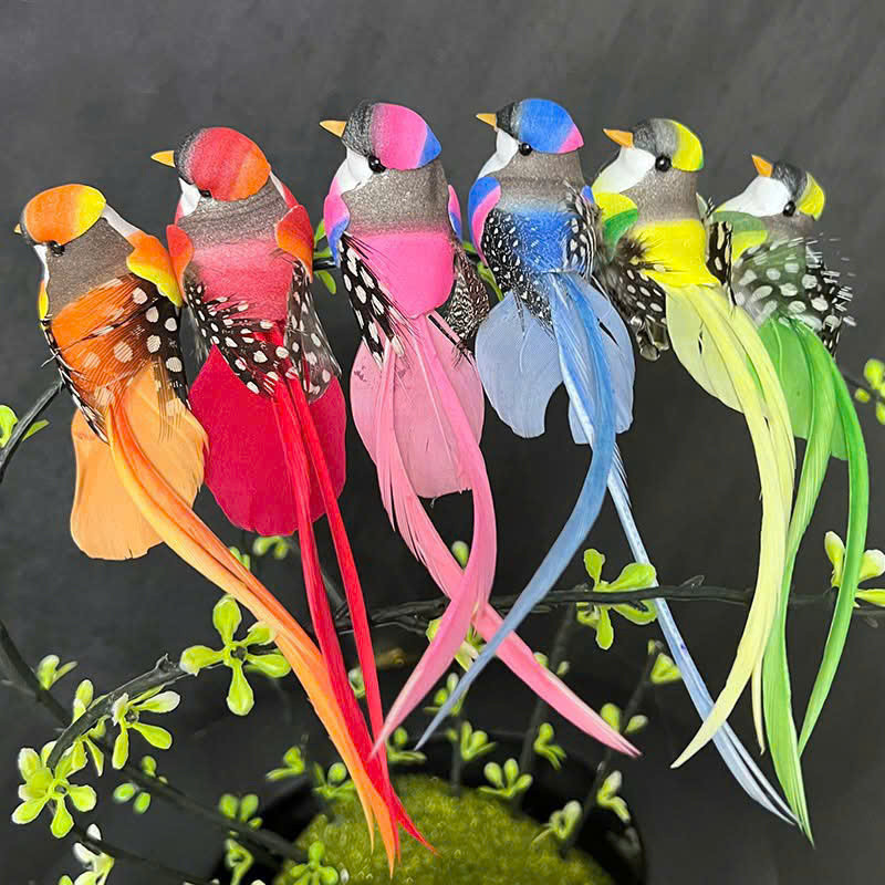 (Set 6 Con 6 Màu) Chim Hoàng Yến Mô Phỏng Được Làm Thủ Công Decor Gắn ...