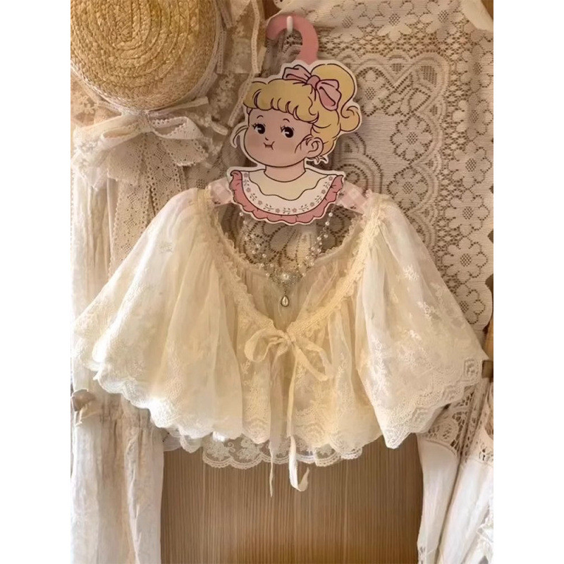 Khăn choàng ren phong cách Lolita, thêu hai lớp, phù hợp nghệ thuật cổ ...