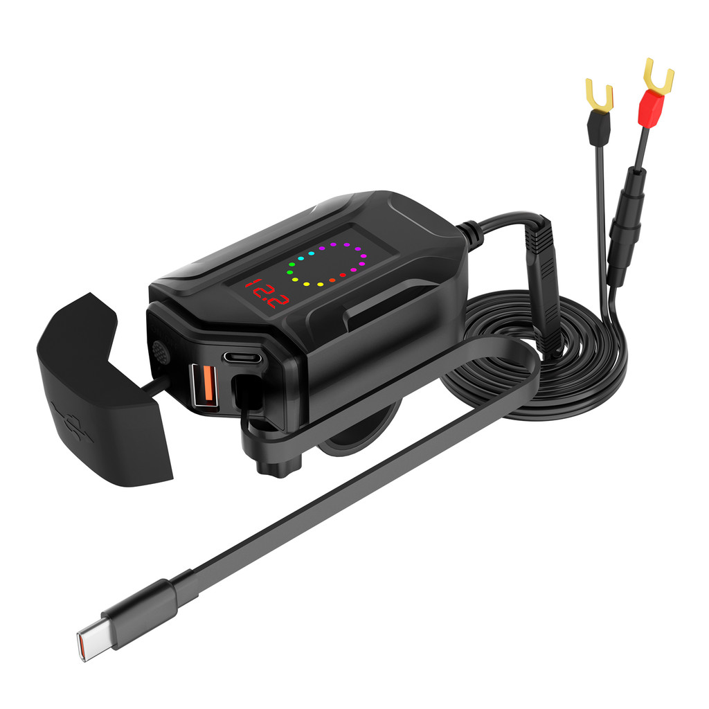 Sạc USB Xe Máy Chống Nước Ba Cổng USB-A + Type-C Sạc Nhanh Với Vôn Kế ...