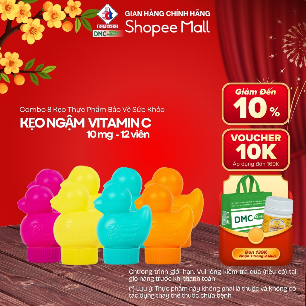 Combo 8 Kẹo Ngậm Bổ Sung Vitamin C 10mg Domesco Kẹo Con Vịt 12 Viên ...