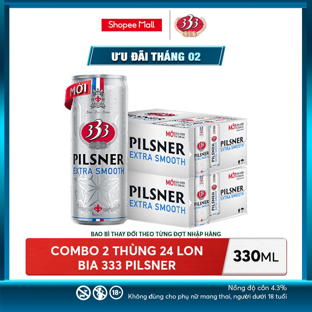 [Livestream] Nồng độ cồn 4.3% - Combo 2 Thùng 24 Bia 333 Pilsner 330ml ...