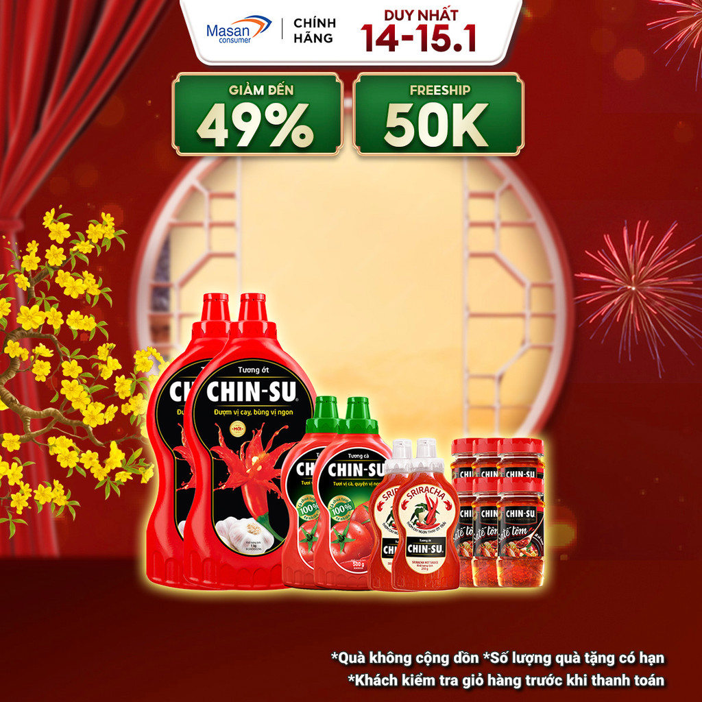 Combo 2 chai tương ớt CHIN-SU 2kg +2 chai Chin-su sriracha 250gr + 6 hũ ...