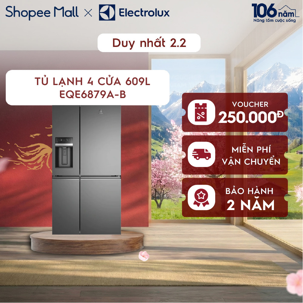 Tủ Lạnh Electrolux Inverter Cửa Pháp 609 Lít - EQE6879A-B - Lấy đá ...
