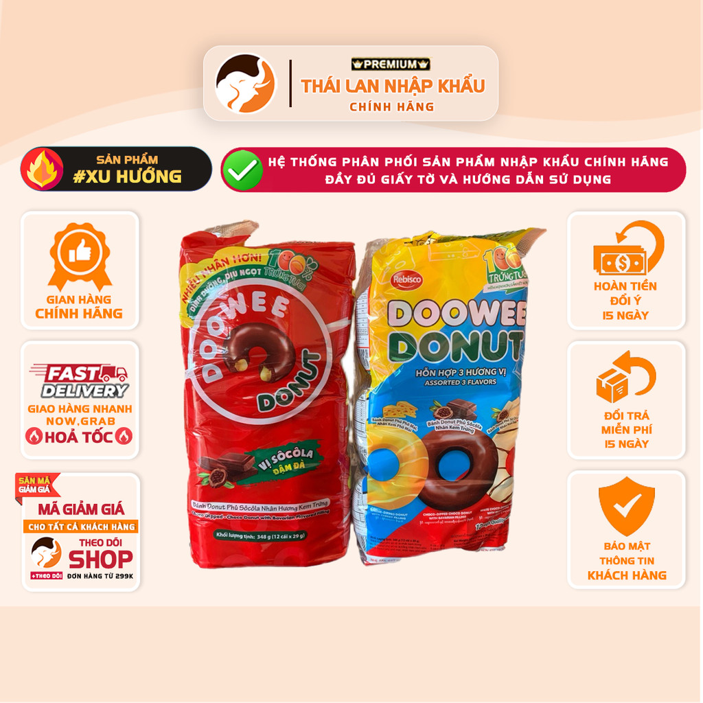 [COMBO 3 GÓI] Bánh Donut Doowee Rebisco Gói 12 Cái – Socola Đậm Đà ...