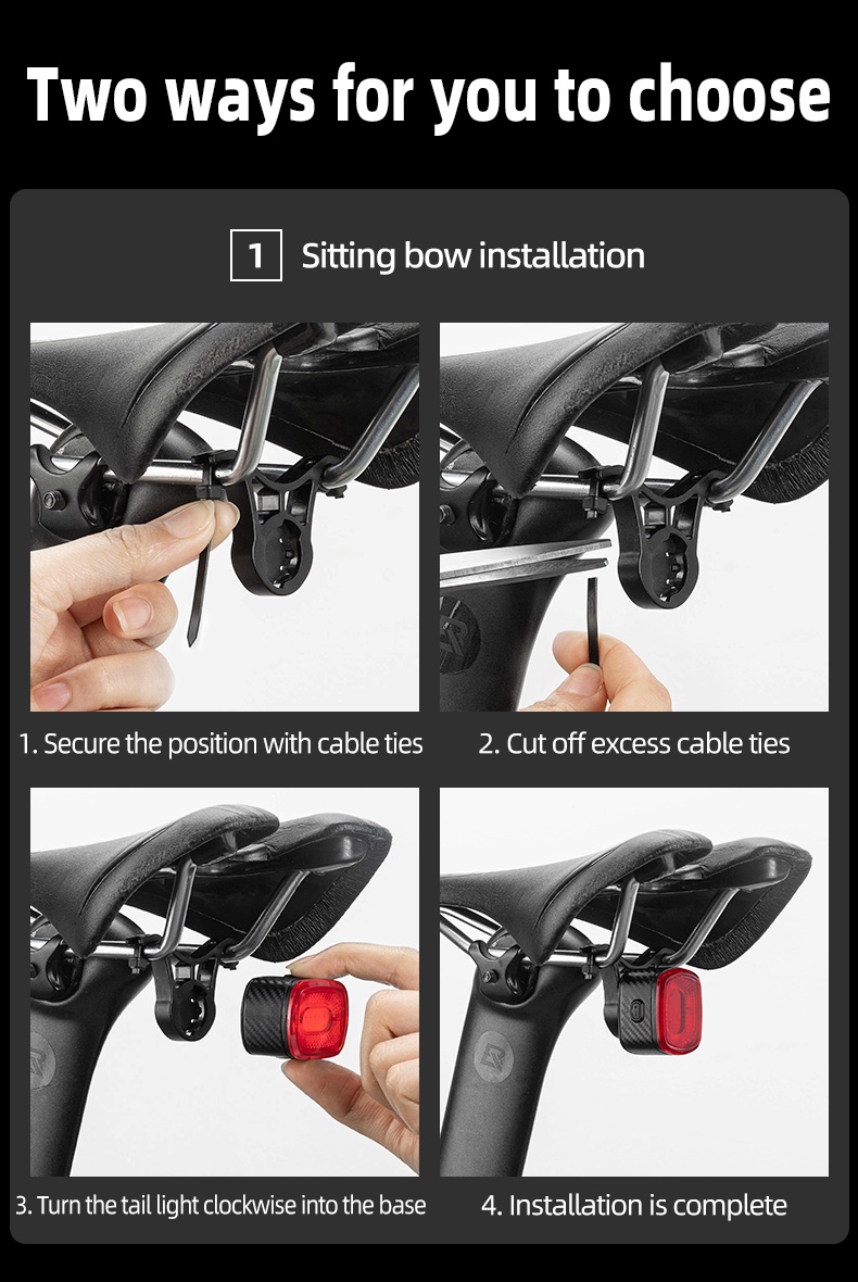 [Đóng gói bởi Shopee] Đèn Hậu Xe Đạp ROCKBROS Q2S Thông Minh, Chống Nước IPX6, Sạc USB Tiện Lợi ...
