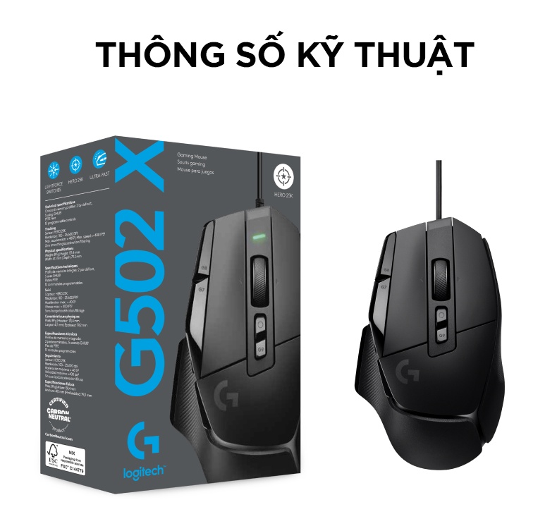 Chuột gaming có dây Logitech G G502 X – switch LIGHTFORCE hybrid, Cảm ...