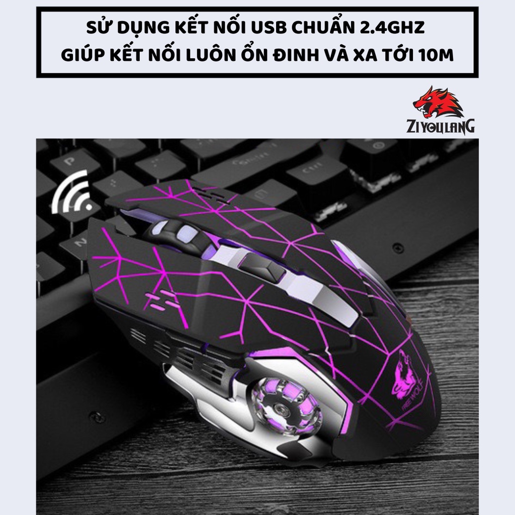 Chuột Không Dây Free Wolf X8 - Thiết Kế Gaming Pin Sạc, Led RGB 7 Màu ...