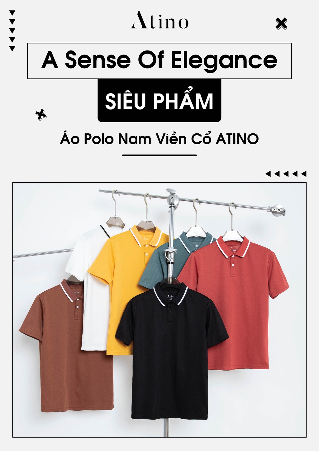 Áo Polo Nam Viền Cổ ATINO thanh lịch vải cá sấu Cotton cao cấp thoáng ...