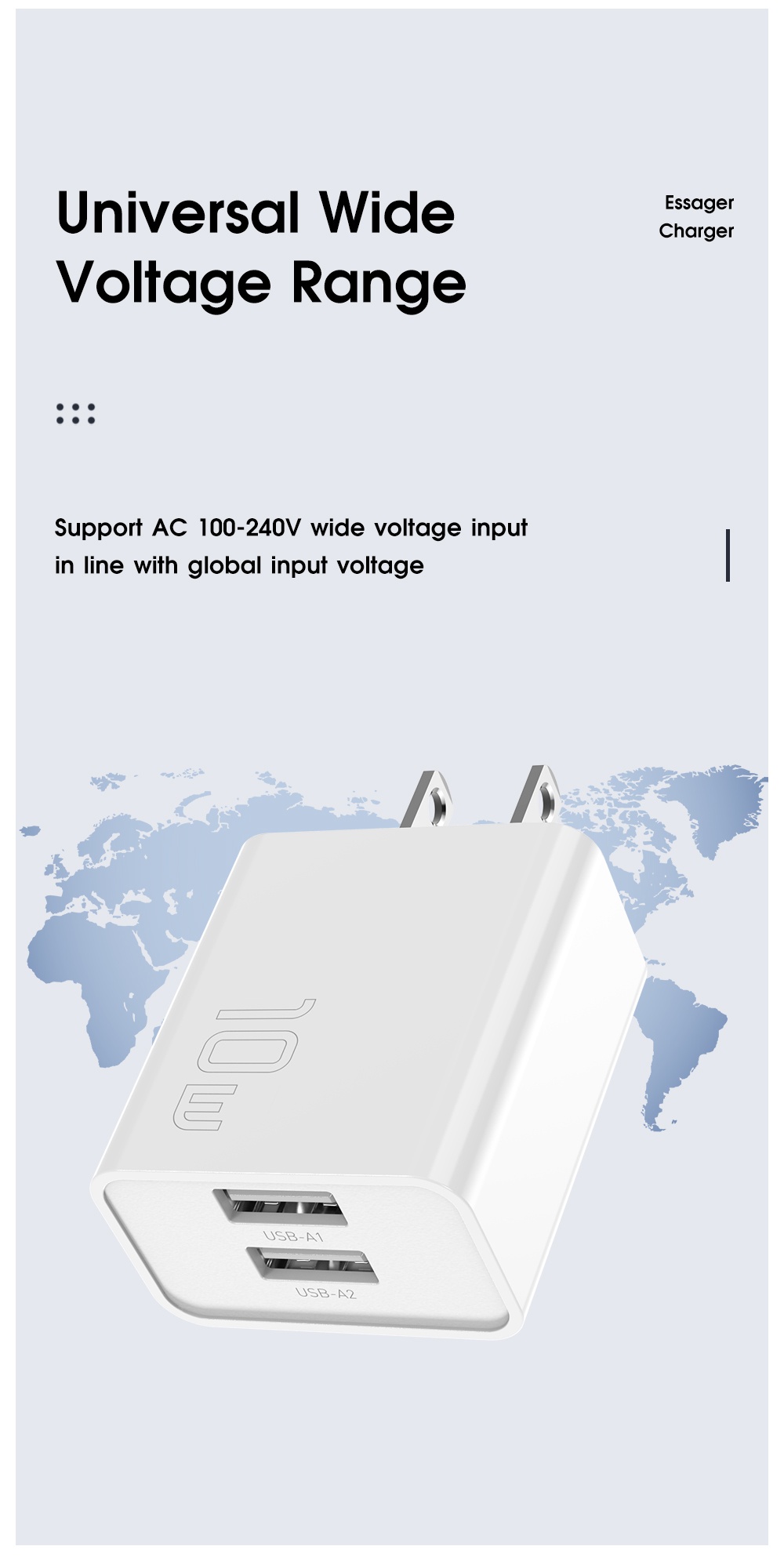 Cốc sạc nhanh ESSAGER hai cổng USB 5V / 2A 10W 100V-240V cho điện thoại android | Shopee Việt Nam