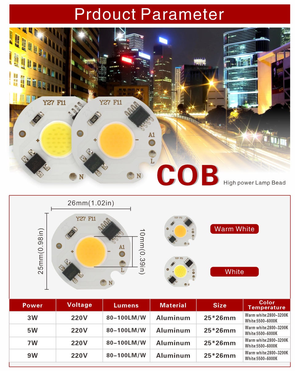 Chip Đèn LED COB 3W 5W 7W 10W 220V Thông Minh IC Không Cần Lái Cho Đèn ...