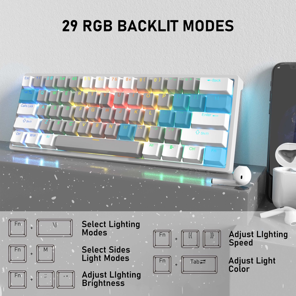 AULA F3261 61 Phím Bàn Phím Cơ Có Dây RGB Bàn Phím Chơi Game Nhỏ Gọn Có ...