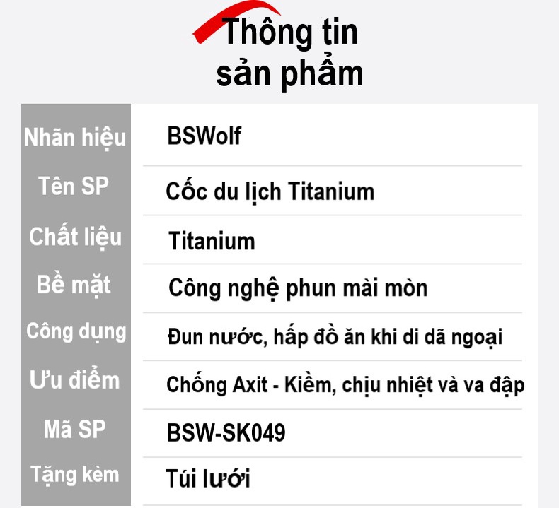 Cốc Dã Ngoại BSWolf-SK049, Titanium, Thể Tích 220ml, 350ml | Shopee Việt Nam