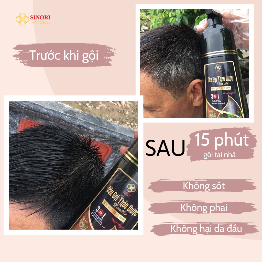 Dầu gội phủ bạc Sinori 500ml - Làm đen tóc tự nhiên tại nhà chỉ sau 15 ...