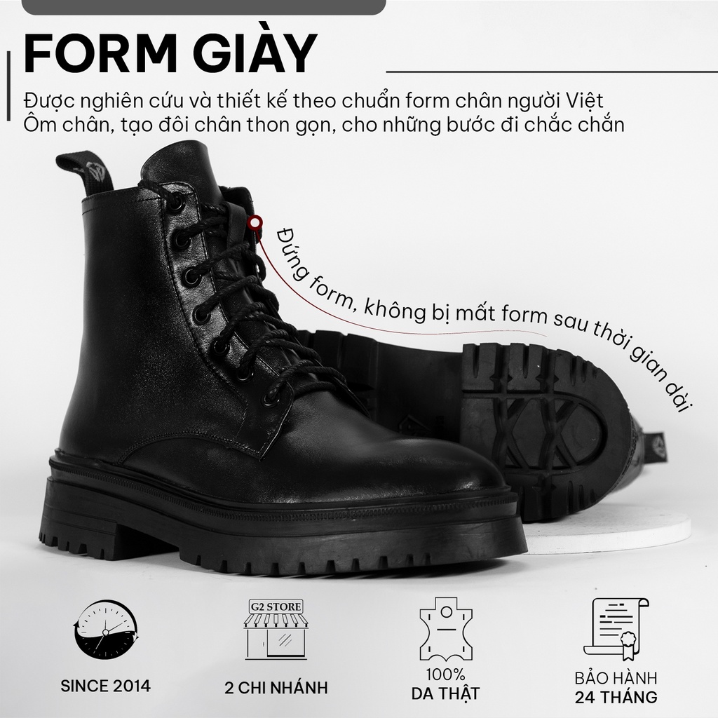 Giày da nam G2 Combat Boot kiểu boot cao cổ nam chiến binh độn đế tăng ...