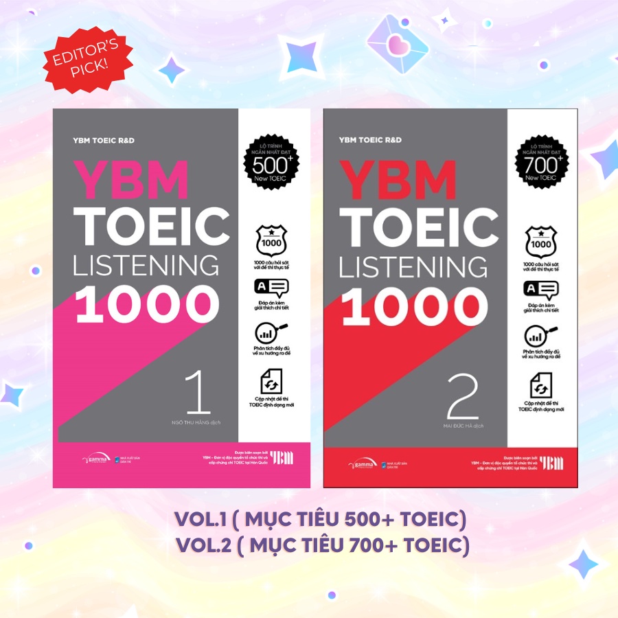 Bộ Sách YBM TOEIC 1000 Listening + Reading Vol.1 & Vol.2: Chinh Phục Lộ Trình Toeic 500+ Đến 700 ...