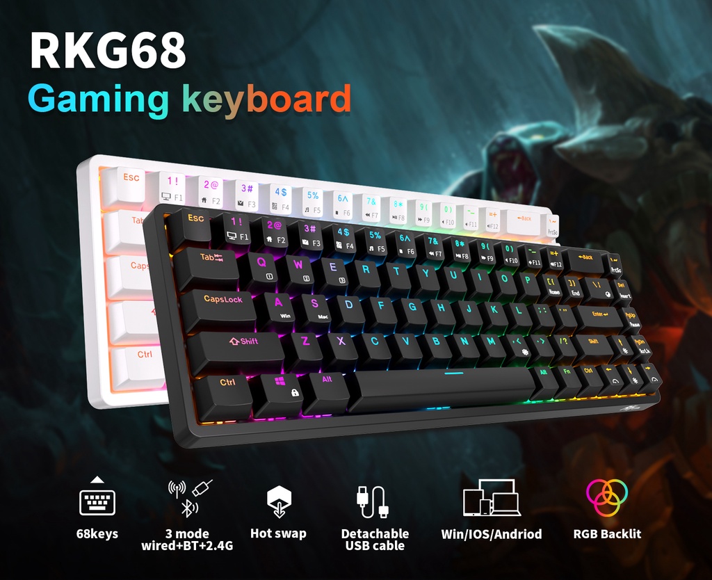 RK837 RKG68 60% RGB RK G68- RK Switch Bàn Phím Cơ Không Dây Kludge | Shopee Việt Nam