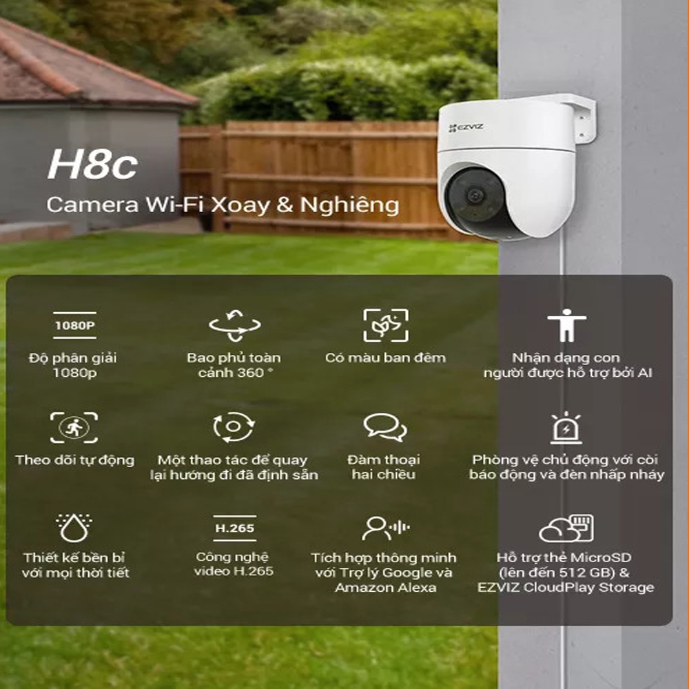 Camera ip wifi ezviz H8C Pro 4.0M 2K +, 2.0M Full HD 1080P ngoài trời ...
