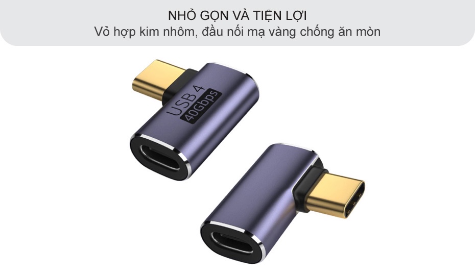 Cổng chuyển Type-C đầu nối USB-C male sang female vuông góc 90 độ ...