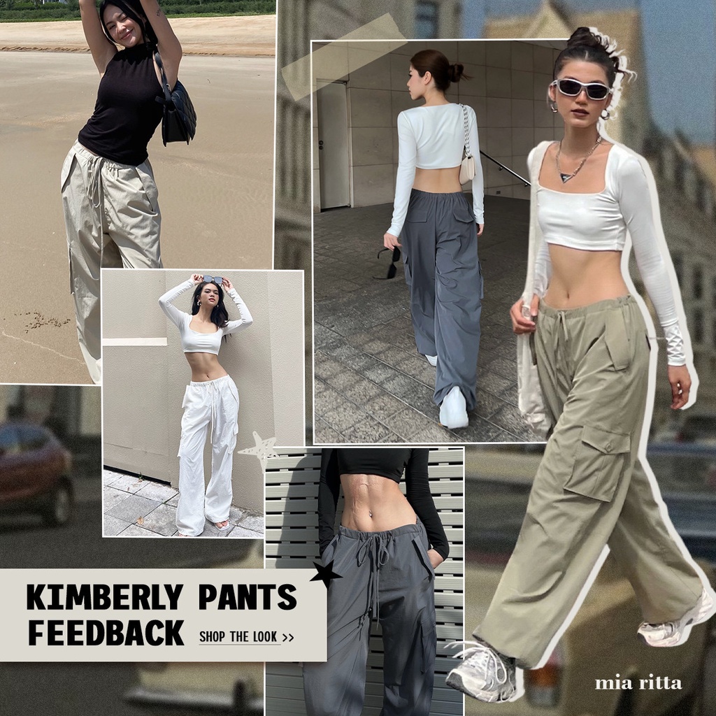 Quần gió Kimberly parachute pants Mia Ritta Q396 - quần ống rộng túi hộp rút dây chính hãng ...