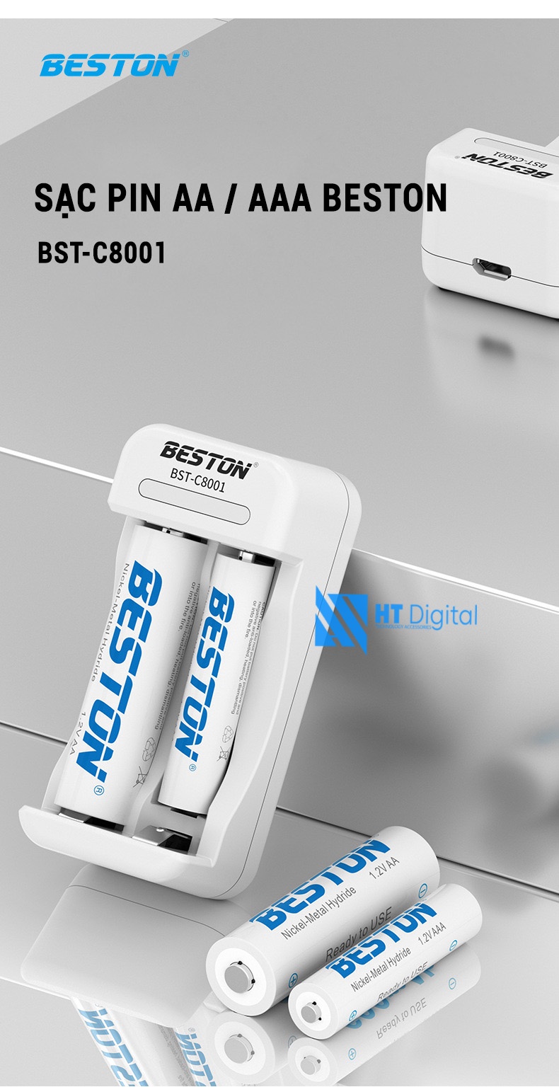 Bộ Sạc Pin AA/AAA Beston C8001 Cho Micro Karaoke loa, đồ chơi trẻ em ...