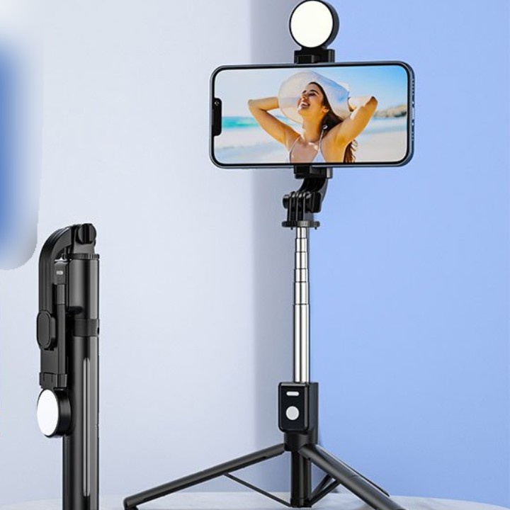 Gậy chụp ảnh có đèn led tripod giá đỡ kẹp điện thoại 3 chân B-11s cây bbluetooth để quay hình ...