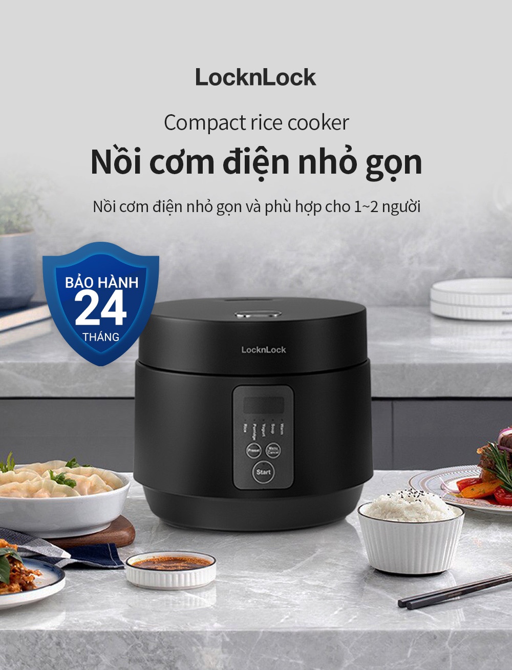 Nồi cơm điện tử 1.2L LocknLock Compact Rice Cooker EJR346BLK - Hàng ...
