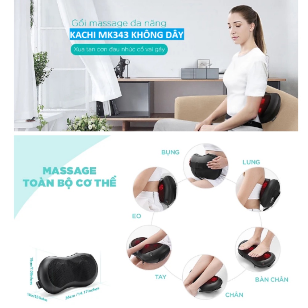 Gối massage không dây Kachi dòng cao cấp MK343 | Shopee Việt Nam