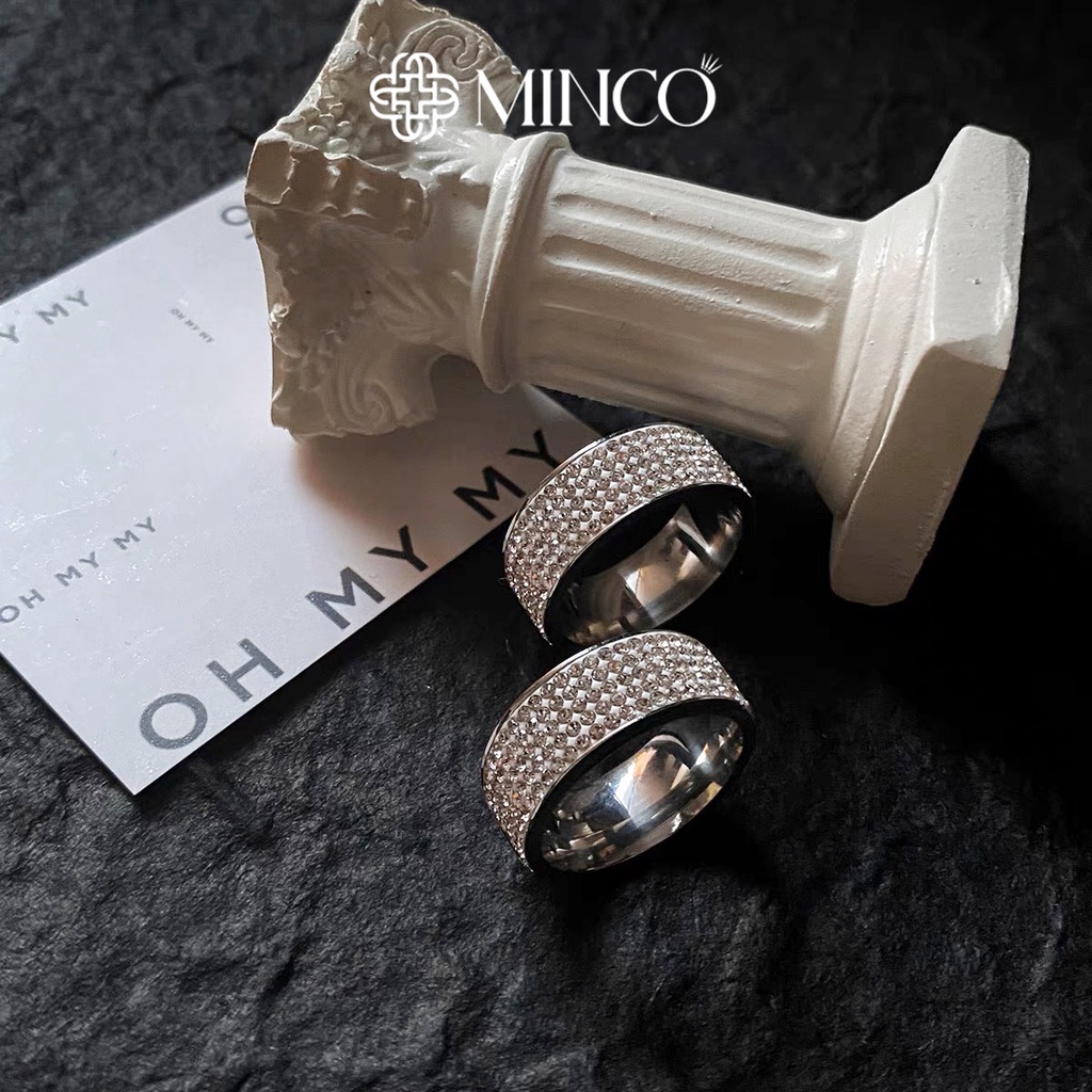 Nhẫn nam nữ màu bạc Minco Accessories đính đá phong cách ngầu sang trọng độc đáo phá cách NT128 ...