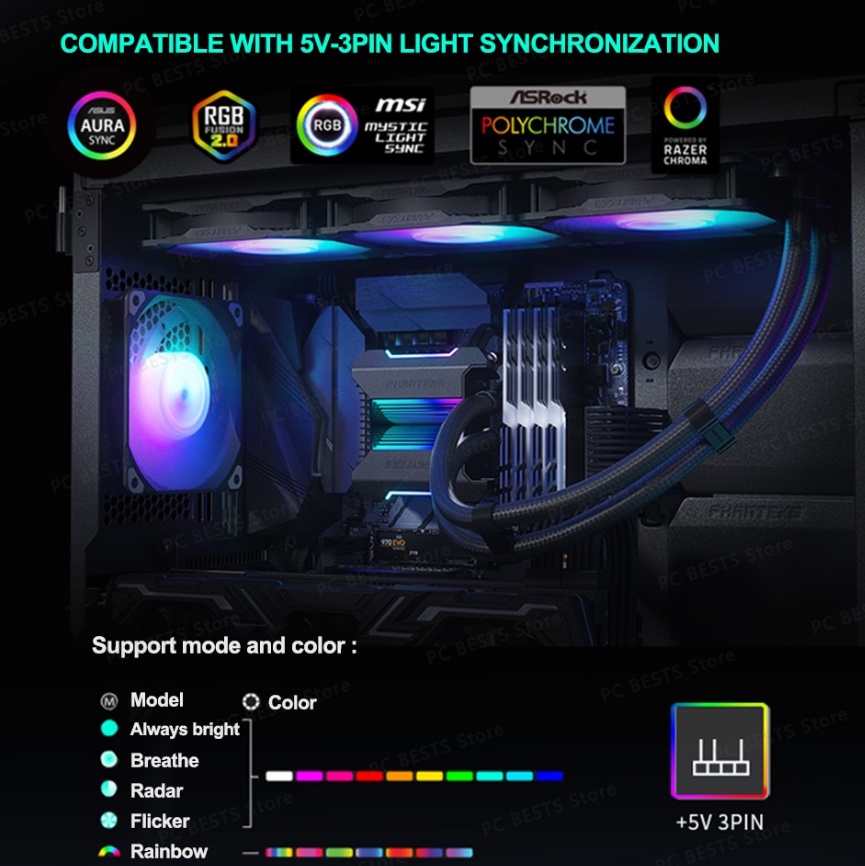 Quạt Tản Nhiệt Điều Chỉnh Nhiệt Độ Gió Cao Không Có Hộp Màu Phanteks M25-120 ARGB PWM 4PIN CPU ...